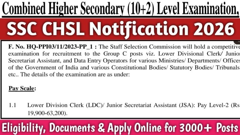 SSC CHSL Notification 2026 Eligibility, Documents & Apply Online for ...
